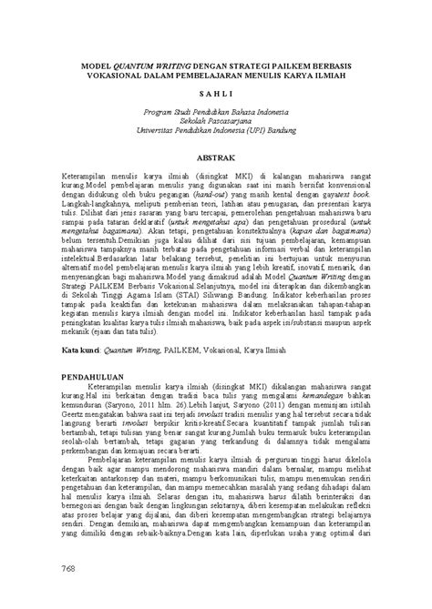 E Prosiding Riksa Bahasa Xi Pdf 788 768 Model Quantum Writing Dengan