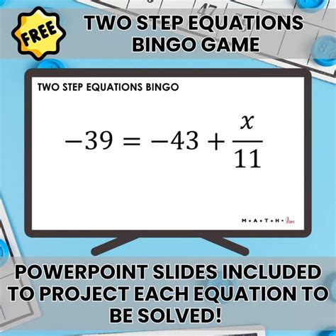 Two Step Equations Bingo Game Free Pdf