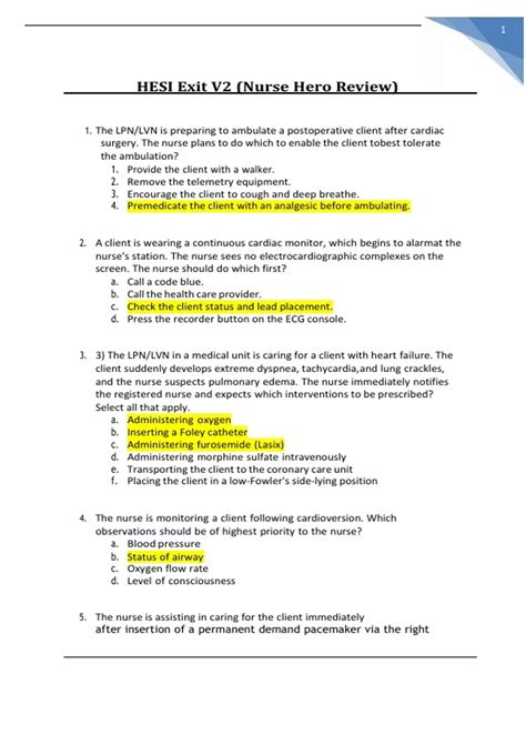 PN HESI Exit V EXAM VERIFIED QUESTIONS WITH ALL CORRECT ANSWERS COMPLETE VERSION PN HESI