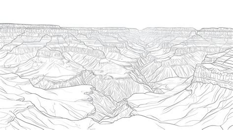Grand Canyon Line Art Coloring Page Intricate Line Art Coloring Page Depicting The Majestic