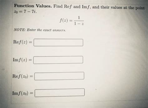 Solved Function Values Find Ref And Imf And Their Values
