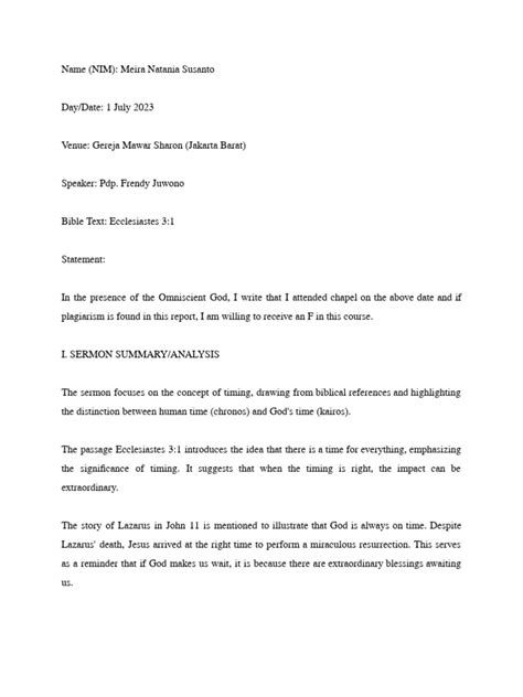 Chapel Report 3 Kat 2 Pdf