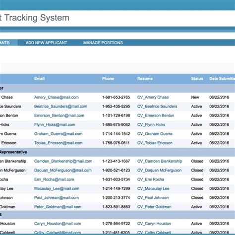 Free Spreadsheet Application For Job Applicant Tracking System Free