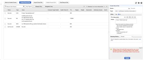 Amazon Web Services Cant Create Caa Record For Subdomain On Aws Route 53 Stack Overflow