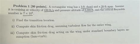 Solved Problem 1 30 Points A Rectangular Wing Has A 3 Ft