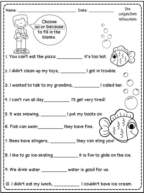 Conjunction Exercises For Grade 4