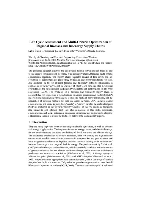 Pdf Total Footprints Based Multi Criteria Optimisation Of Regional