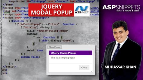 Using Jquery Modal Popup In Aspnet Youtube