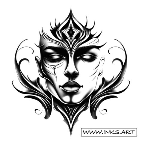 Tattoo Design Split Face Realism Meets Geometry Style Black And Grey