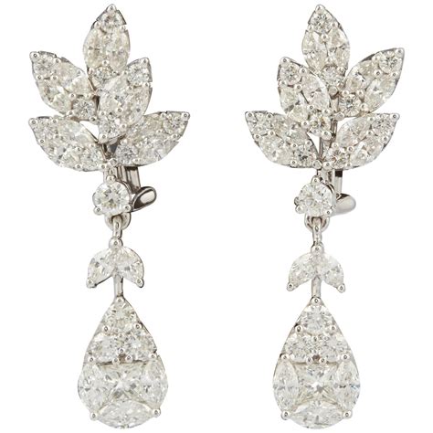 Classic Diamond Drop Gold Earrings For Sale At 1stdibs Classic