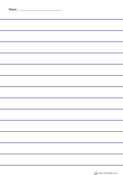 Lined Paper For 2nd Grade With Name Blue 3 4 Inch Your