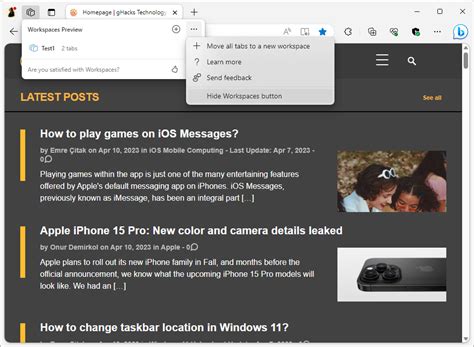 how to disable microsoft edge s workspaces feature software news