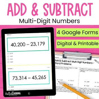 Adding And Subtracting Large Numbers Multi Digit Addition And Subtraction
