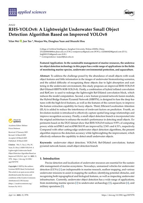 Pdf Rhs Yolov8 A Lightweight Underwater Small Object Detection Algorithm Based On Improved Yolov8