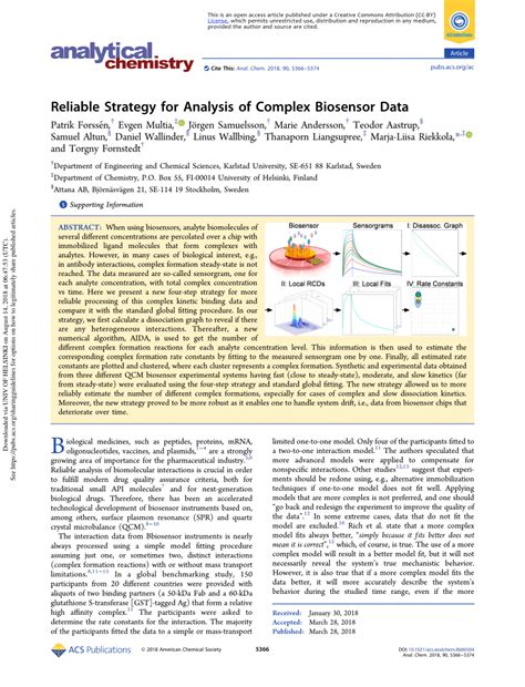 Pdf Reliable Strategy For Analysis Of Complex Biosensor Data