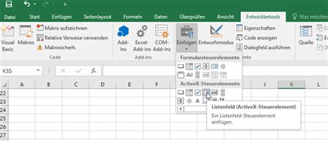 VBA Listenfeld Automate Excel