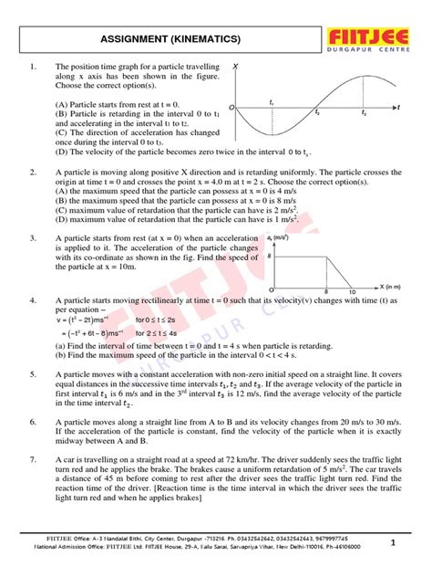 Assignment Kinematics Pdf Acceleration Velocity