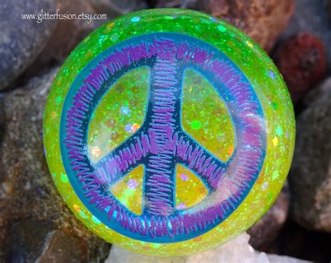Lime Green Ombre Peace Sign Resin Statement Ring Neon Kawaii Colorful