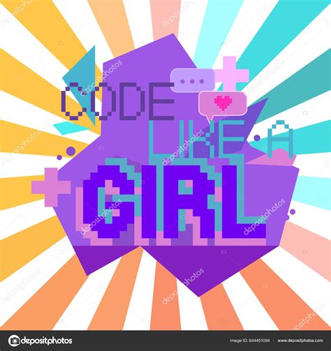 Code Girl Phrase Written Fonts Dominance Bold Uppercase Pixel Art Stock