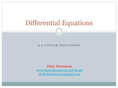 PPT Differential Equations PowerPoint Presentation Free Download ID