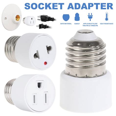 Two Pin Bulb Socket Adapter Porcelain Outlet Plug Light Lamp Adapter