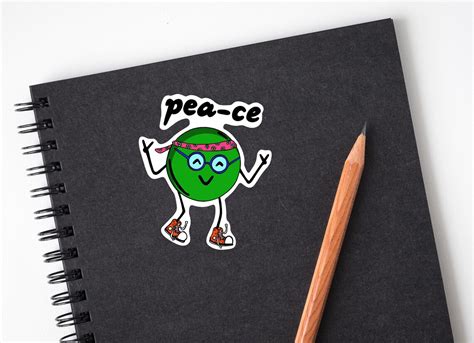 Pea Ce Sticker Peace Peas Food Hippie Stickers Vinyl Etsy