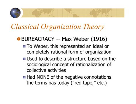 Classical Organization Theory Bureaucracy And Fayols Principles