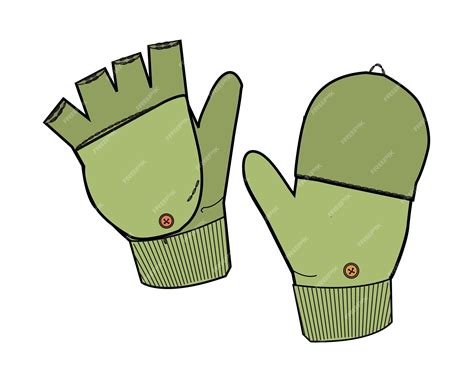 Premium Vector Ribbed Knit Fingerless Gloves Technical Illustration