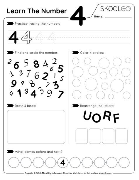 Number 4 Worksheets For Preschool
