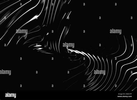 3d Illustration Black Gradient Waves From Lines And Interlacing Abstract Background Stock