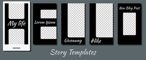 소셜 네트워크에 대한 미니멀 한 이야기의 집합입니다 사진에 대한 프레임 Seth는 고유 한 콘텐츠를 만들 수 있습니다 스토리용 템플릿입니다 문자 모양의 패턴입니다 Brand