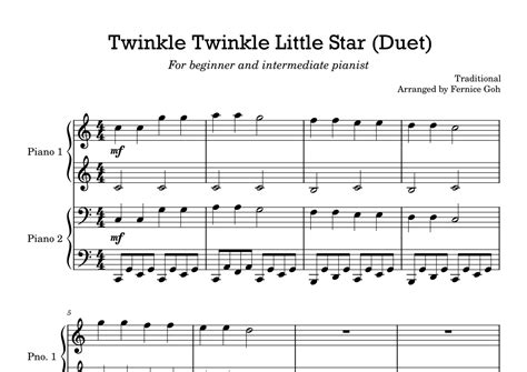 Piano Duet Twinkle Twinkle Little Star For Beginner And
