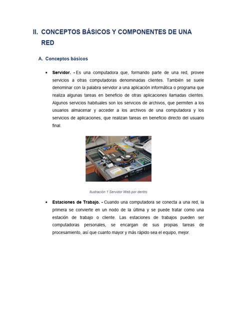 Conceptos Basicos Y Componetes De Una Red Pdf Red De Computadoras Protocolos De Internet