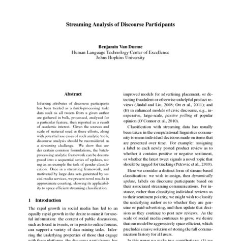 Streaming Analysis Of Discourse Participants Acl Anthology