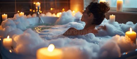Enjoy A Peaceful Spa Experience With A Candlelit Bubble Bath For Total