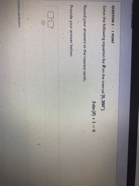 Solved Question 5 1 Point Solve The Following Equation For