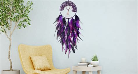 Ragkuu Black And Purple Dream Catcher With Tree Of Life