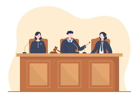 Sala Del Tribunal Con Abogado Juicio Con Jurado Testigo O Jueces Y El