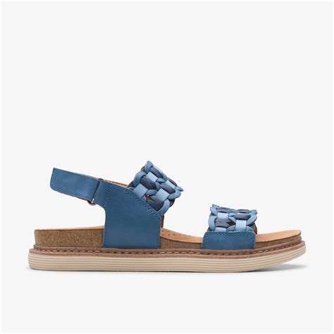 Womens Arwell Glide Blue Combi Flat Sandals Clarks