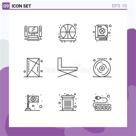 9 Thematic Vector Outlines And Editable Symbols Of Furniture Shield Clover Outline Devices