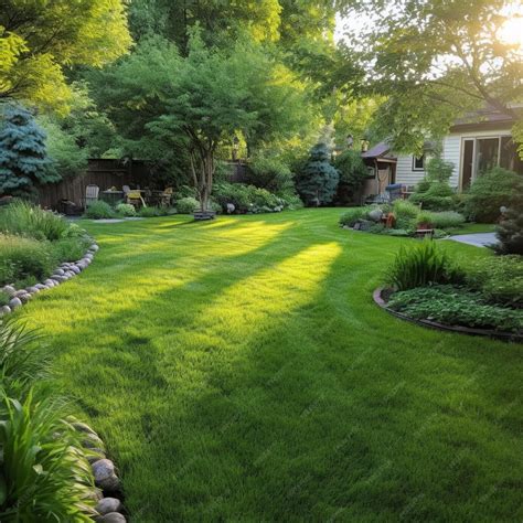 Premium Photo Luxury Lawn And Flowerbed Mowed Grass Landscape Design