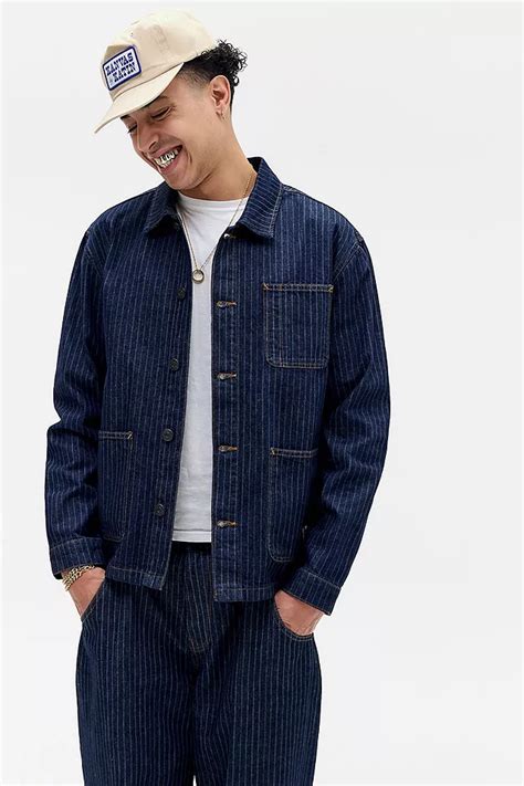 Bdg Chore Rinse Stripe Denim Jacket Urban Outfitters Uk