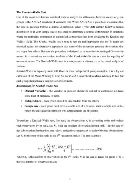 The Kruskal Wallis Test Assignment Pdf