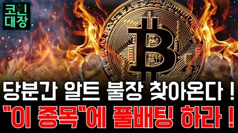 비트코인 전망 당분간 알트 불장 찾아온다 이 종목에 풀배팅 하라 Youtube