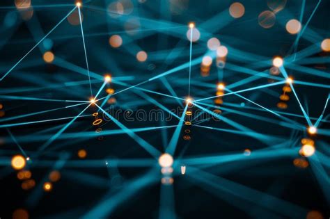 Abstract Network Connection With Glowing Nodes And Lines Stock