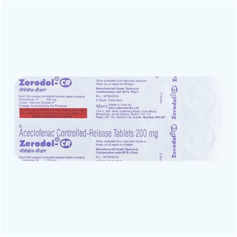 Zerodol Cr 200mg Tablet 10s Price Uses Side Effects Netmeds