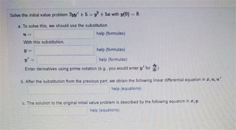 solved solve the initial value problem 2yy′ 5 y2 5x with