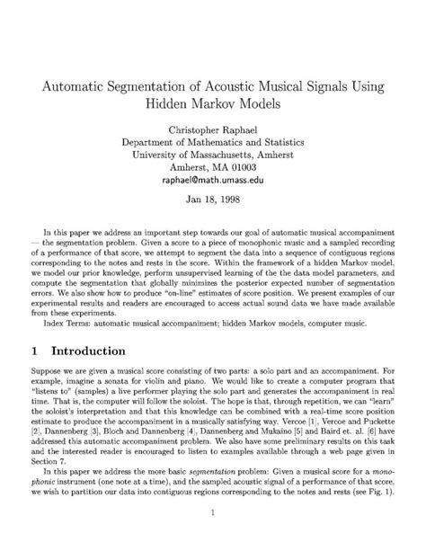 pdf automatic segmentation of acoustic musical signals using hidden
