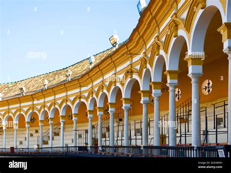 Inside The Famous Circular 18th Century Seville Bullring With The Upper