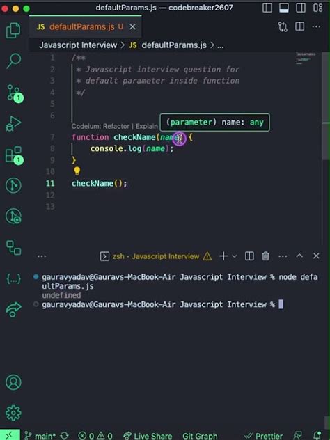 Javascript Interview Question For Default Params Inside Method Shorts Javascript Youtube